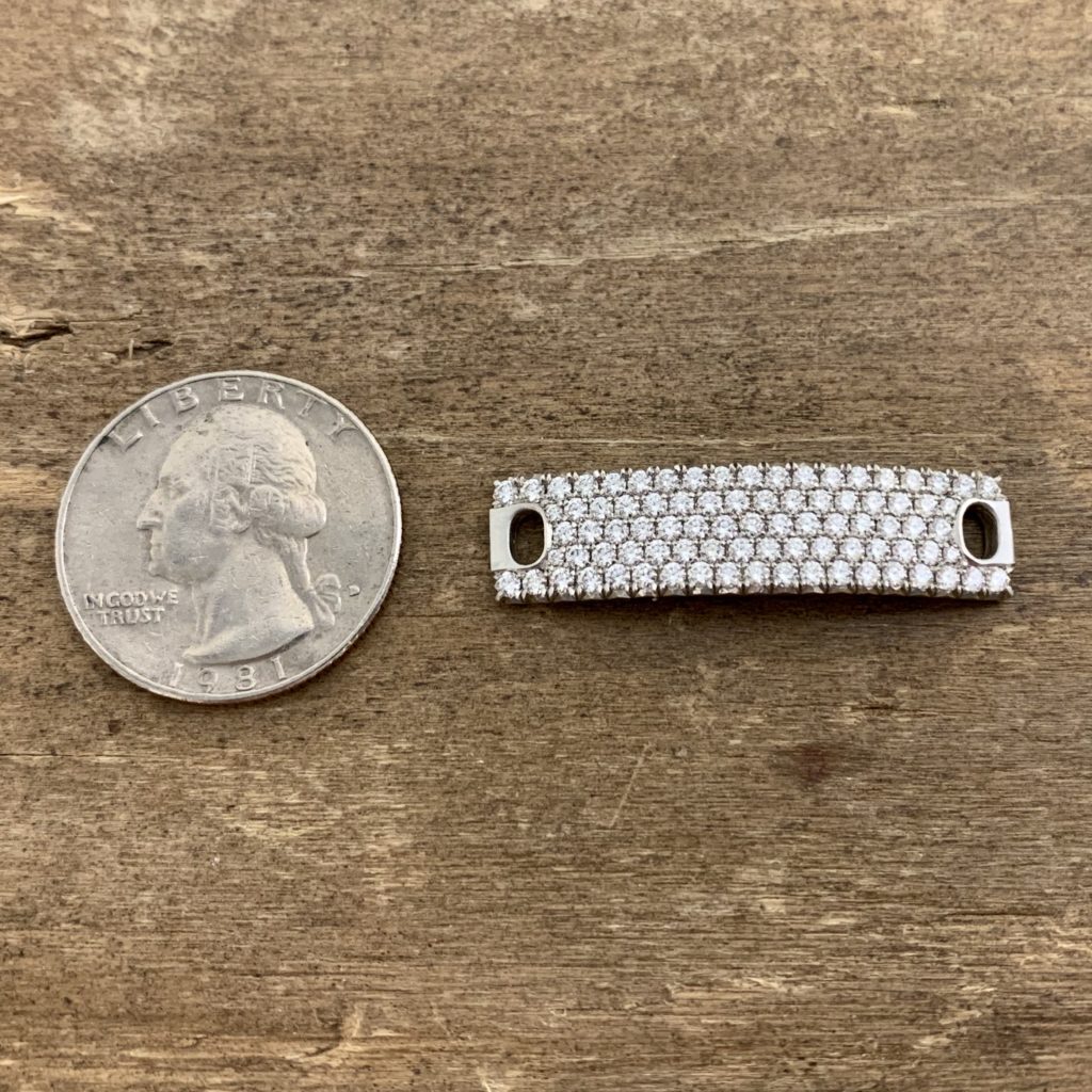 18k Yellow Gold Short ID Bar with Pavé Diamonds - Poor Cat Designs