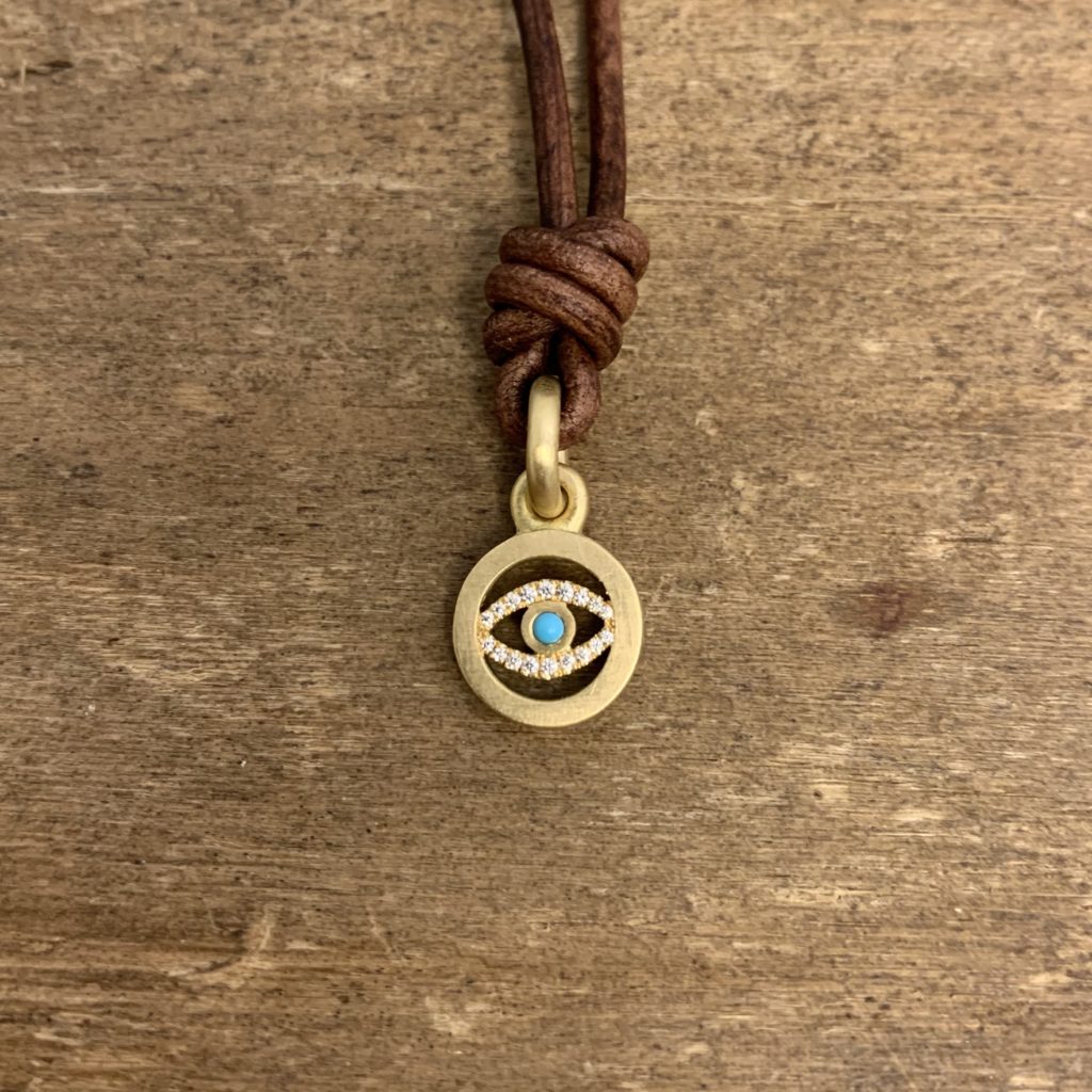 18k Gold Small Evil Eye with Turquoise and Pavé Diamond Eye - Poor Cat ...