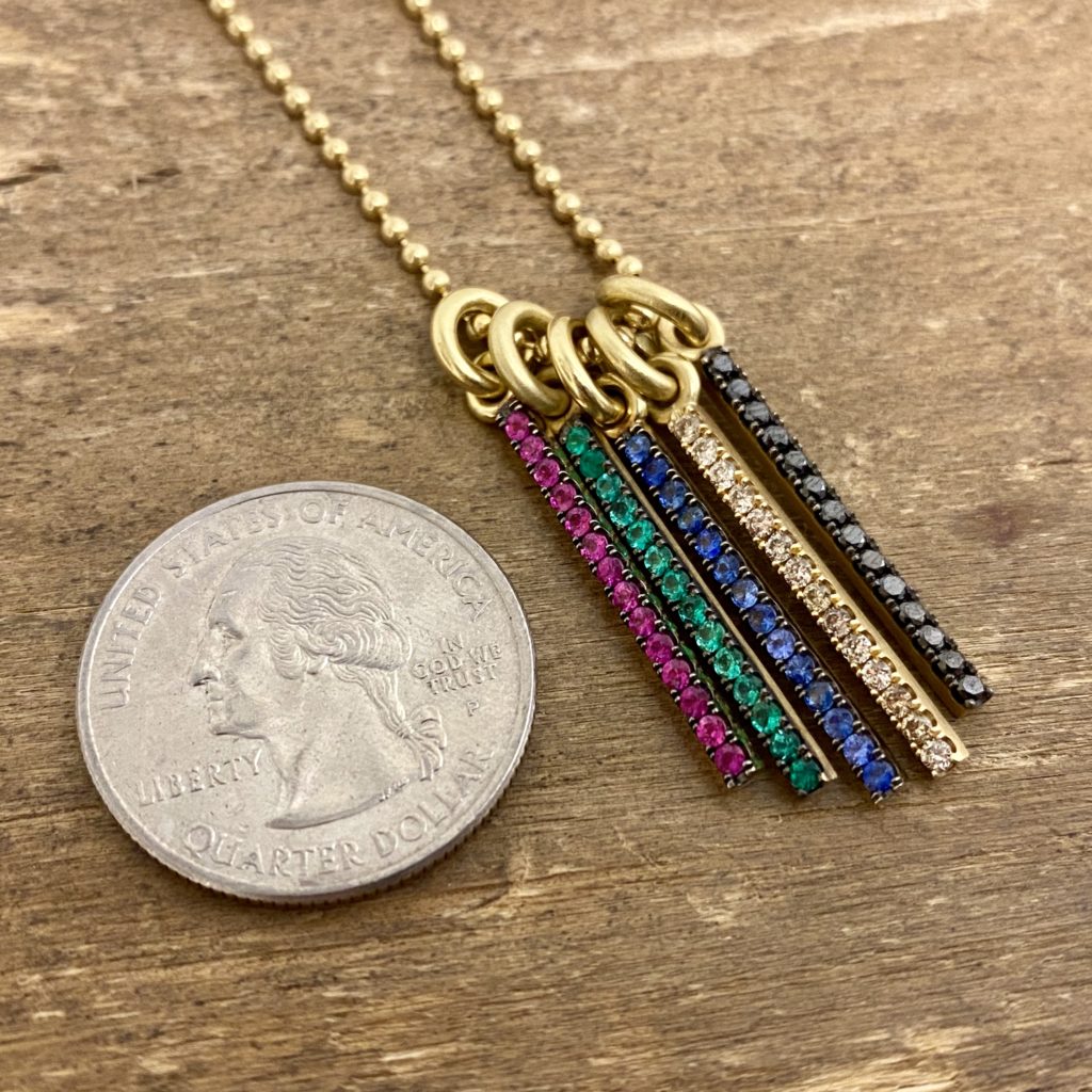 Assorted 18k Yellow Gold Bar with Stones - Poor Cat Designs