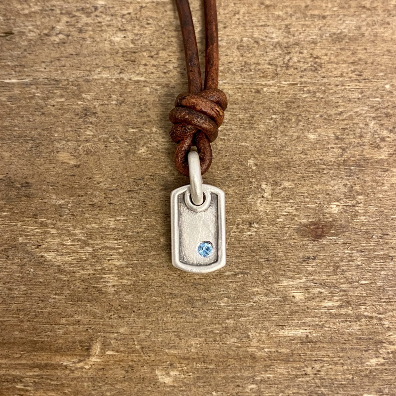 Sterling Silver Mini Dog Tag with Assorted Stone - Poor Cat Designs