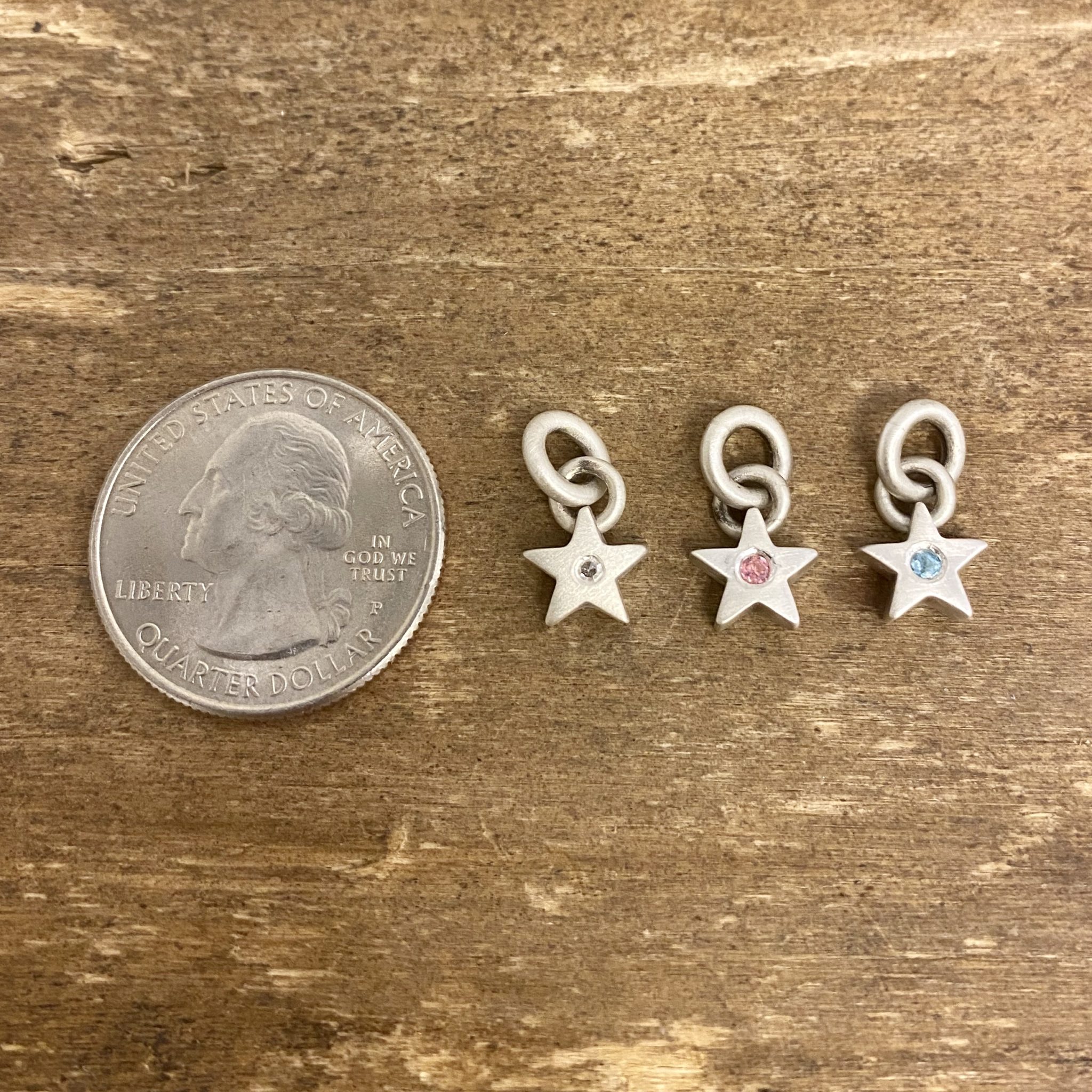 Sterling Silver Tiny 5pt Star with Assorted Stones - Poor Cat Designs