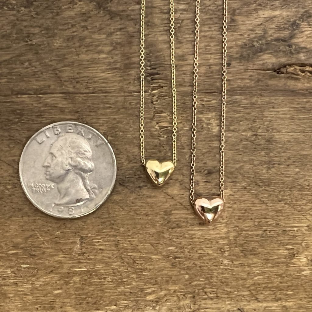 18K Mini Puffed Heart - Poor Cat Designs