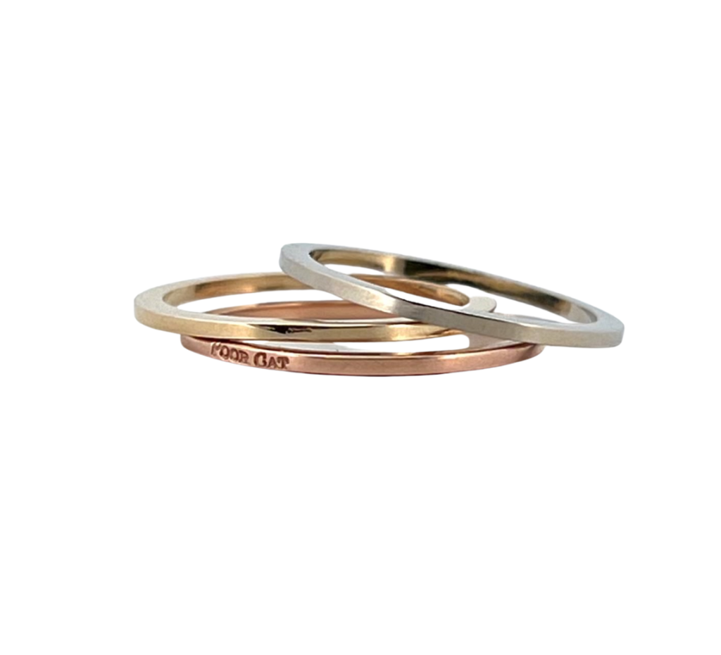 Assorted 14K Gold Thin Bands - Poor Cat Designs